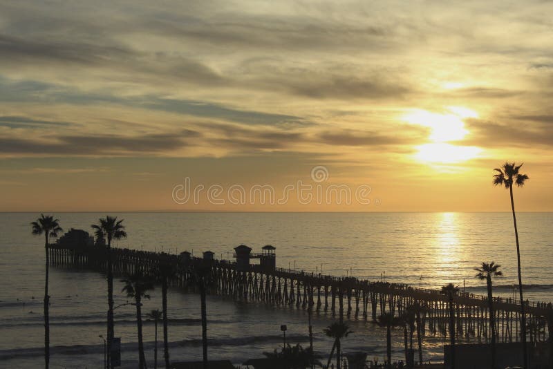 Sunset Oceanside Pier California Stock Photo - Image of horizon, colors ...