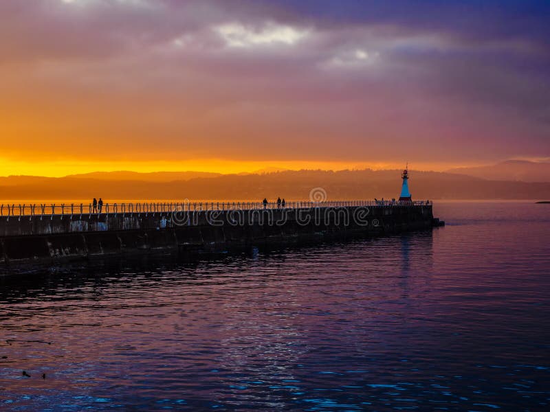 Sunset at the Ogden Point Breakwater, Victoria BC Stock Image - Image ...