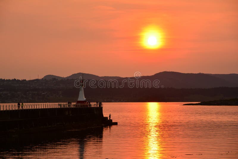 Sunset at Ogden Point stock image. Image of breakwater - 53242283