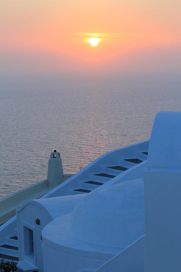 Sunset at Oia, Santorini, Greece Stock Image - Image of orange, city ...