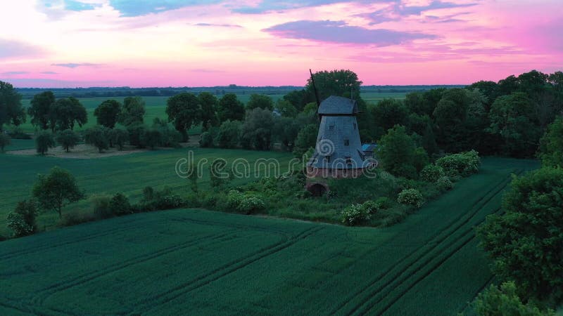 Sunset at an Old Windmill in the Countryside Stock Video - Video of ...