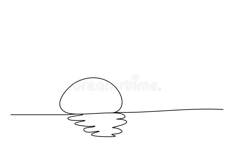 Sunset, One Line Drawing Vector Illustration Stock Vector ...