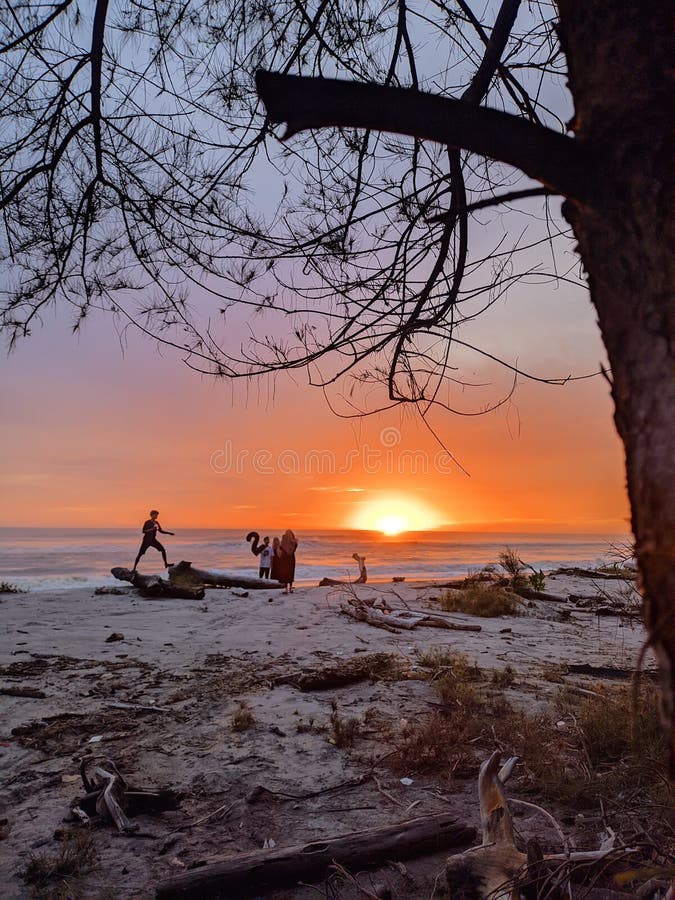 Sunset is One of the Phenomena or Processes of the Sun Sinking. Stock ...