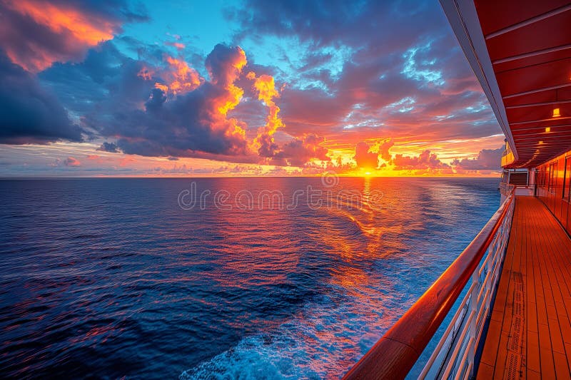 Sunset from the Open Deck of a Luxury Cruise Ship Stock Photo - Image ...
