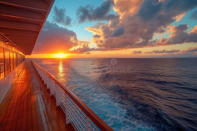 Sunset from the Open Deck of a Luxury Cruise Ship Stock Photo - Image ...
