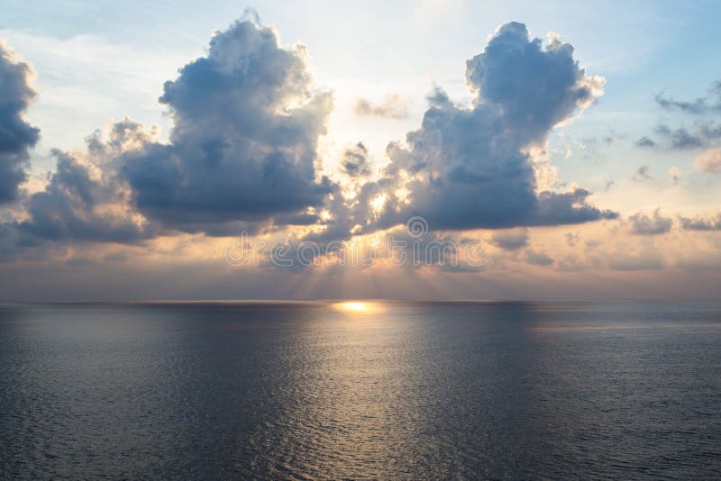 Sunset in the open ocean. stock photo. Image of summer - 74909056