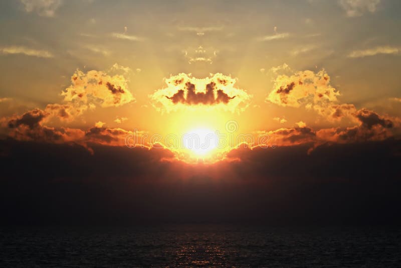 Sunset in the Open Ocean. Colorful Views of the Surface of the Water ...