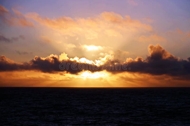 Sunset in the Open Ocean. Colorful Views of the Surface of the Water ...