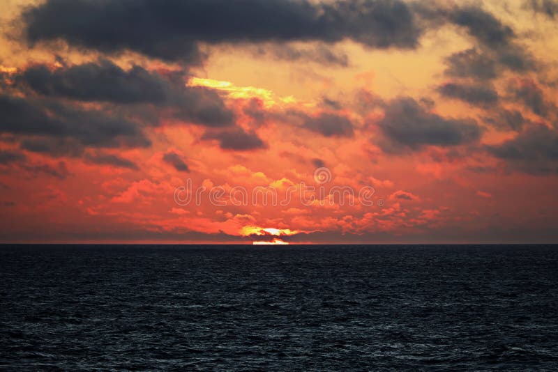 Sunset in the Open Ocean. Colorful Views of the Surface of the Water ...