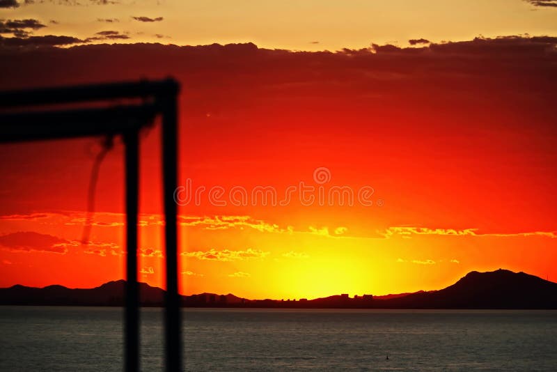 Sunset in the Open Ocean. Colorful Views of the Surface of the Water ...