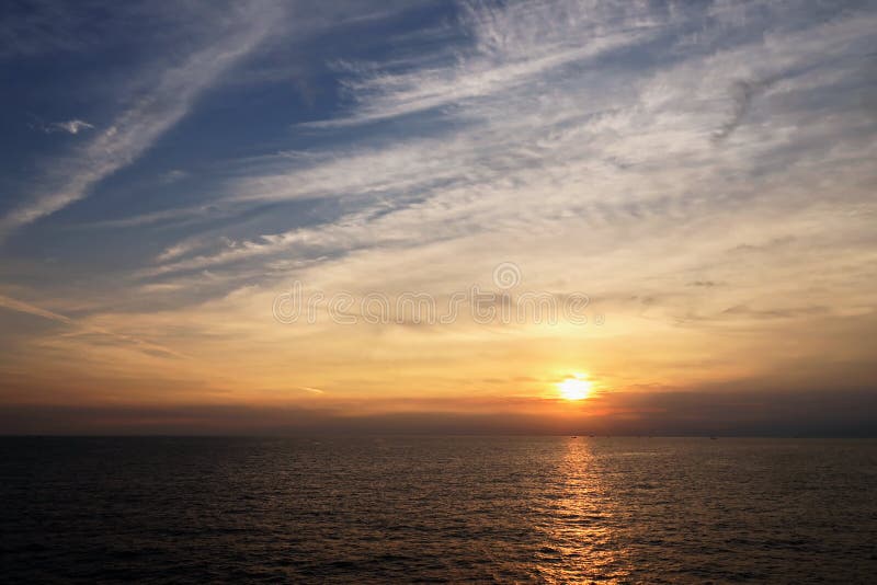 Sunset in the Open Ocean. Colorful Views of the Surface of the Water ...
