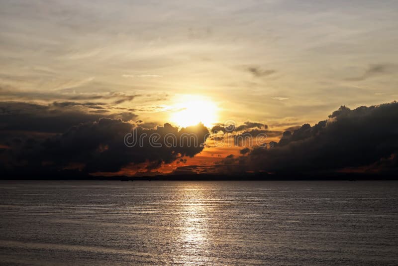 Sunset in the Open Ocean. Colorful Views of the Surface of the Water ...