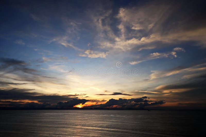 Sunset in the Open Ocean. Colorful Views of the Surface of the Water ...