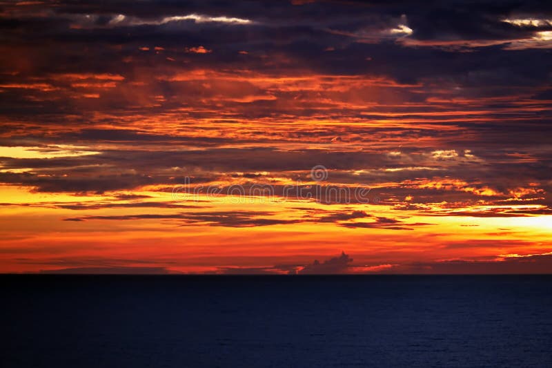 Sunset in the Open Ocean. Colorful Views of the Surface of the Water ...