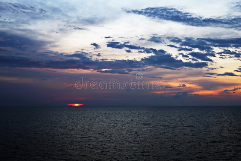Sunset in the Open Ocean. Colorful Views of the Surface of the Water ...