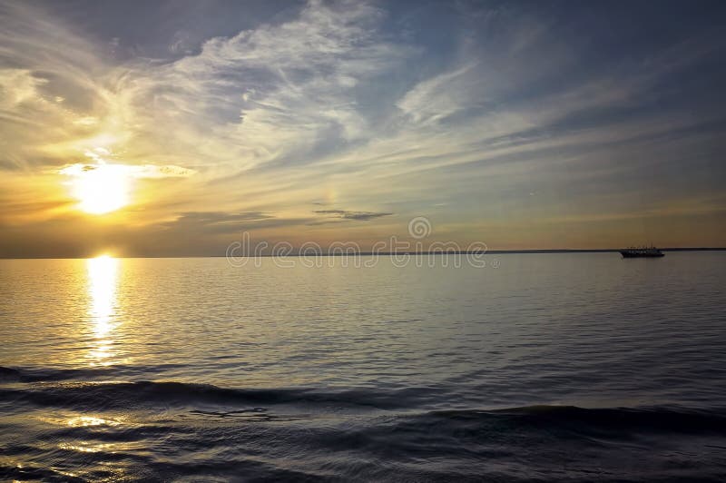 Sunset in the open sea stock image. Image of landscape - 58941319