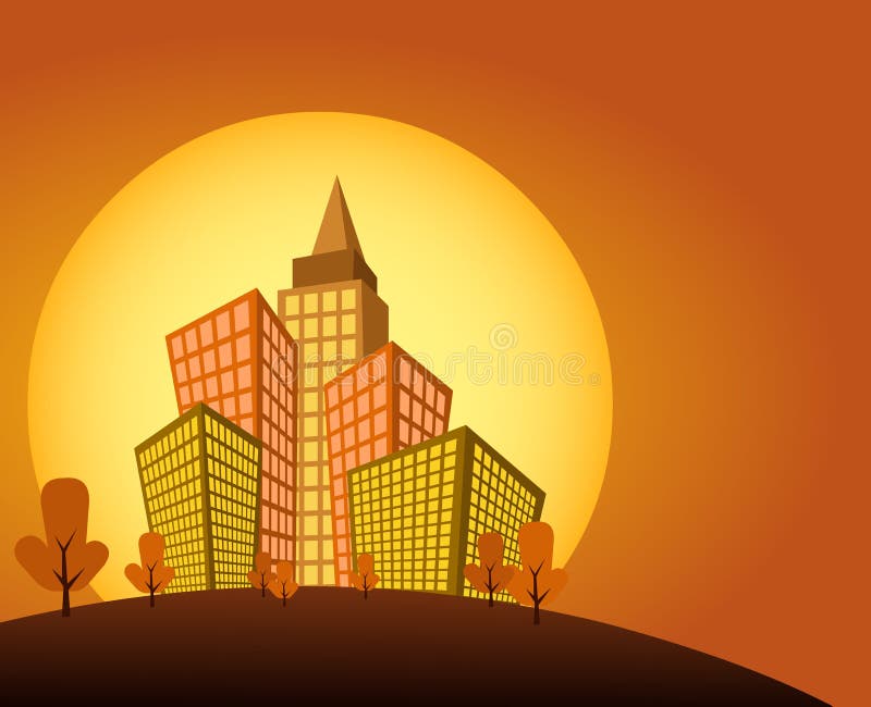 Orange city stock vector. Illustration of windows, background - 11373779
