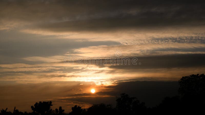 Sunset with Orange Light with Grey Cloud Stock Image - Image of ...