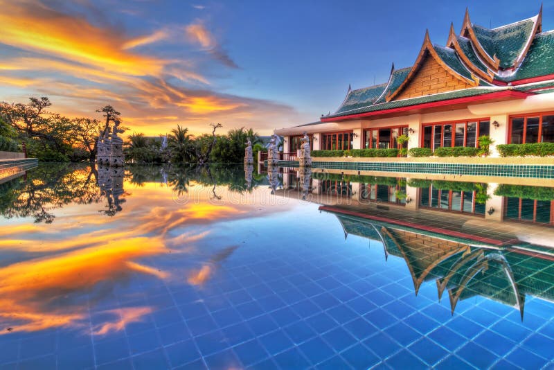 Sunset in Oriental Scenery of Thailand Stock Photo - Image of khao ...