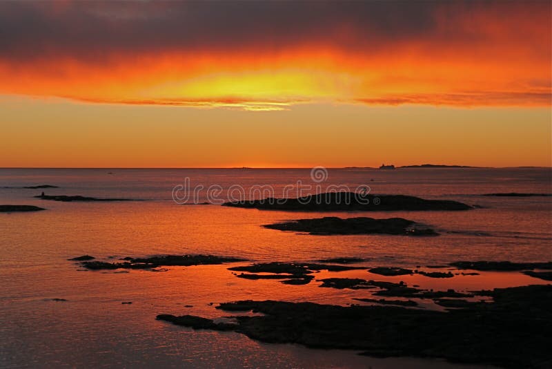 Sunset in Oslofjord stock photo. Image of oslo, light - 3930910