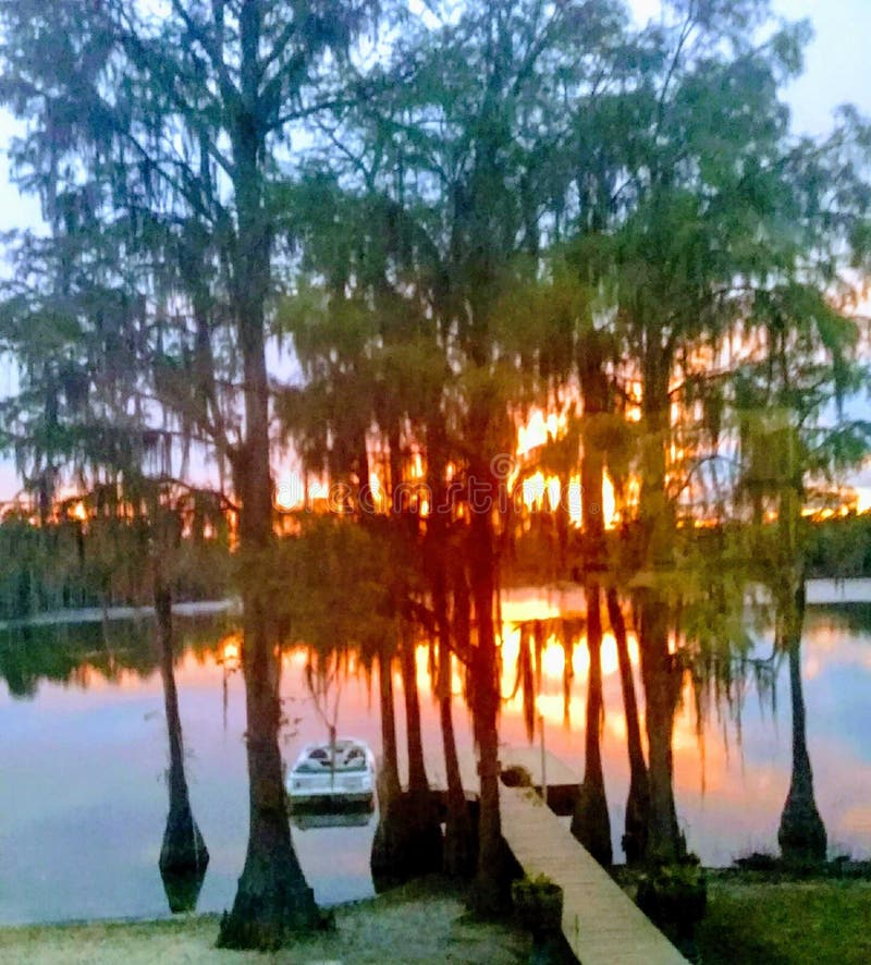 Sunset and on our pond. stock photo. Image of sunset - 164012692