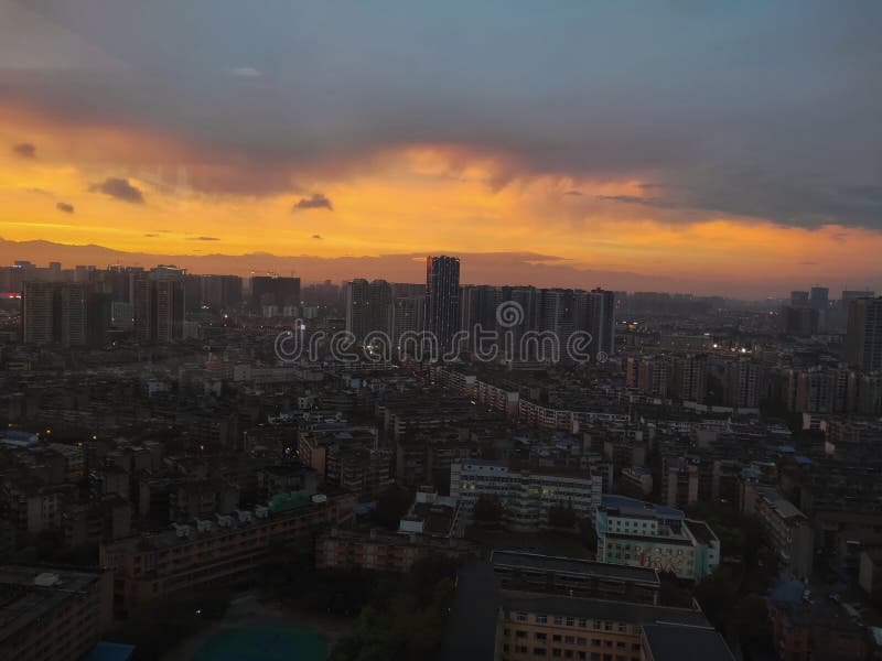 The Sunset Out of the Office Window Stock Image - Image of peaceful ...