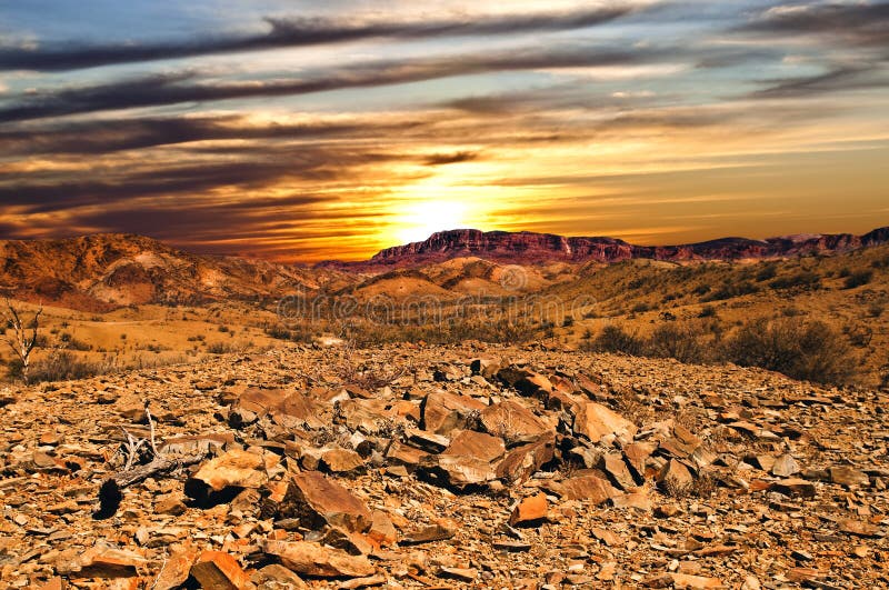 Sunset on the outback stock photo. Image of mountain - 16348006