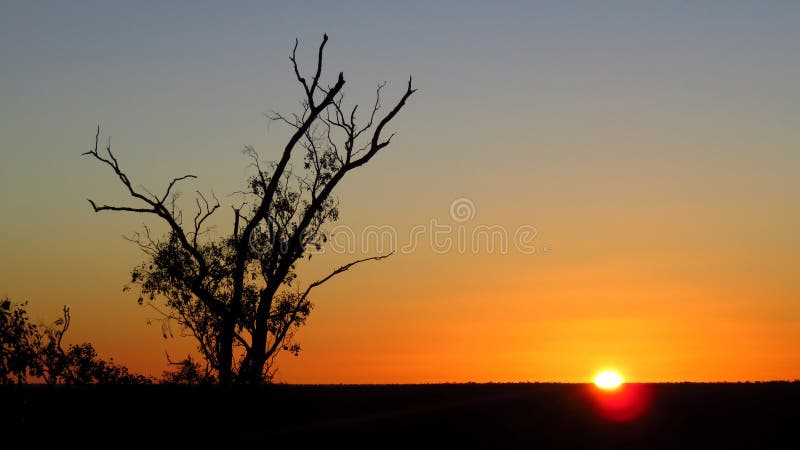 Sunset in the Outback with a Clear Sky Stock Image - Image of horizon ...