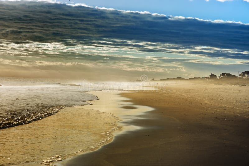 Sunset in Outer Banks Beach Stock Image - Image of moored, body: 134030619