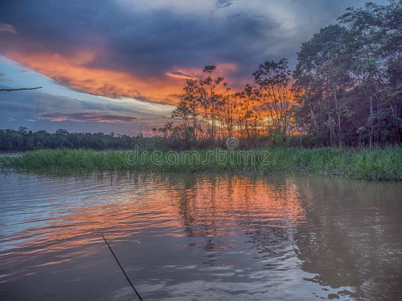 Sunset over Amazon stock photo. Image of indescribable - 209317976