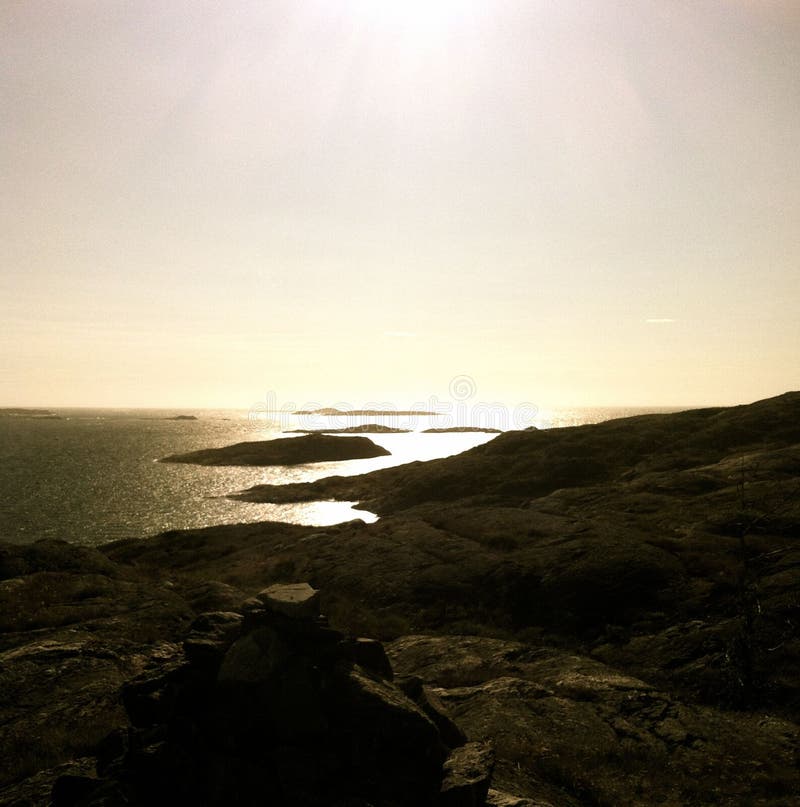 Sunset over archipelago stock photo. Image of evening - 37379342