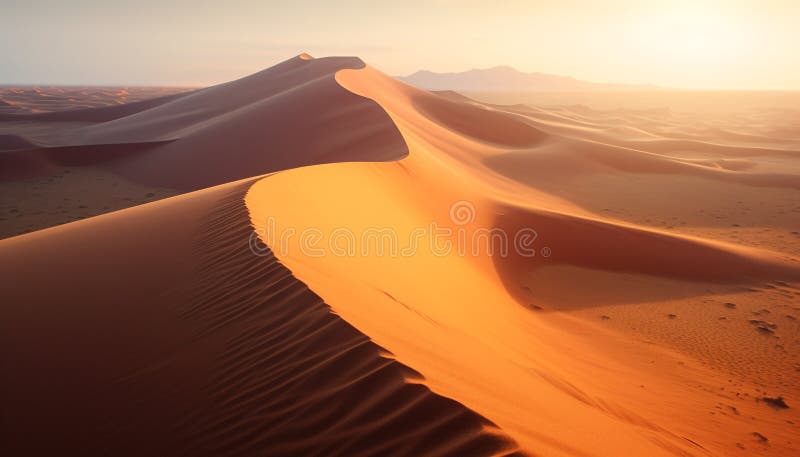 Sunset Over the Arid African Sand Dunes Generated by AI Stock Photo ...