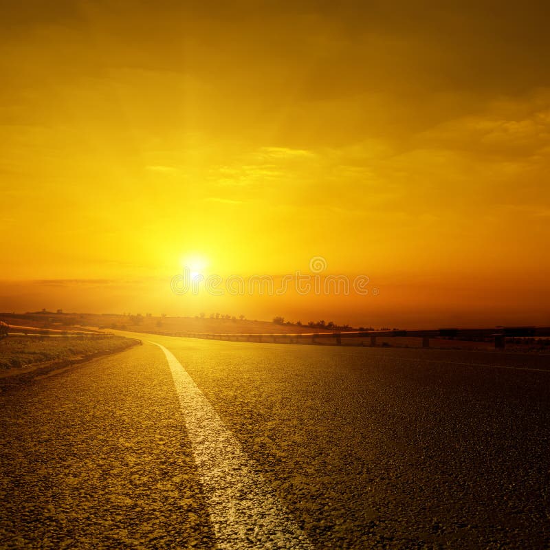 Sunset over road stock photo. Image of perspective, light - 28278476