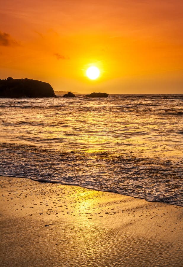 Sunset Over the Atlantic Ocean Stock Photo - Image of beach, serenity ...