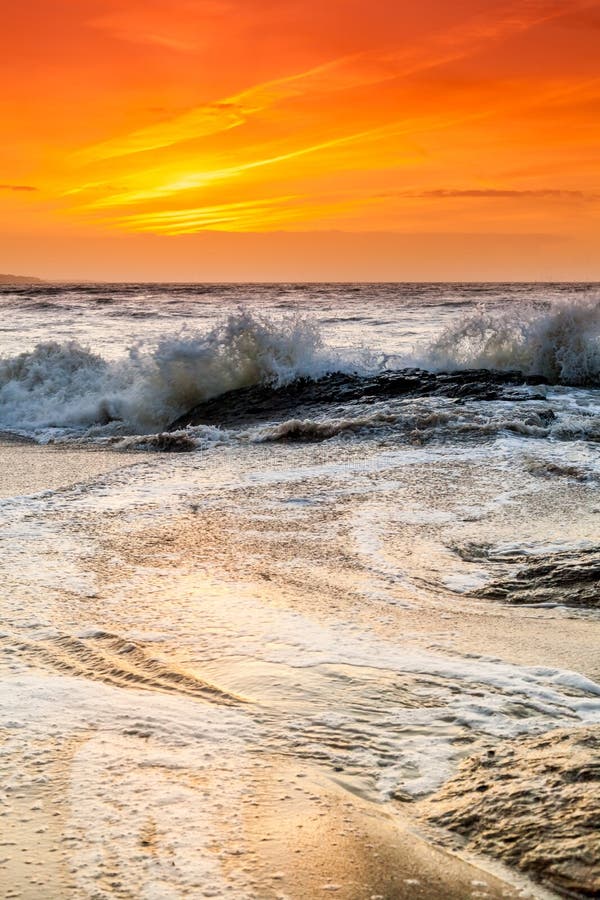 Sunset Over the Atlantic Ocean Stock Image - Image of sunset, sand ...