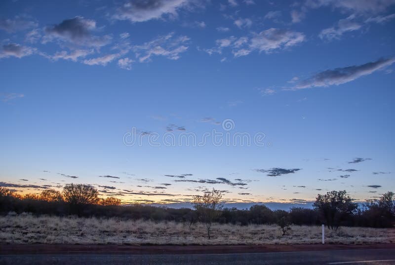 Sunset Over the Australian Outback. Landscape and Clouds Stock Image ...