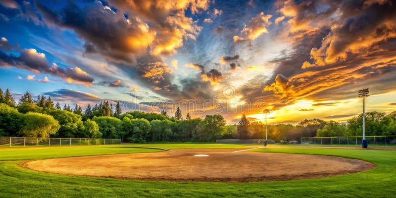 Sunset Over the Baseball Diamond, Baseball , Sunset , Field , Landscape ...