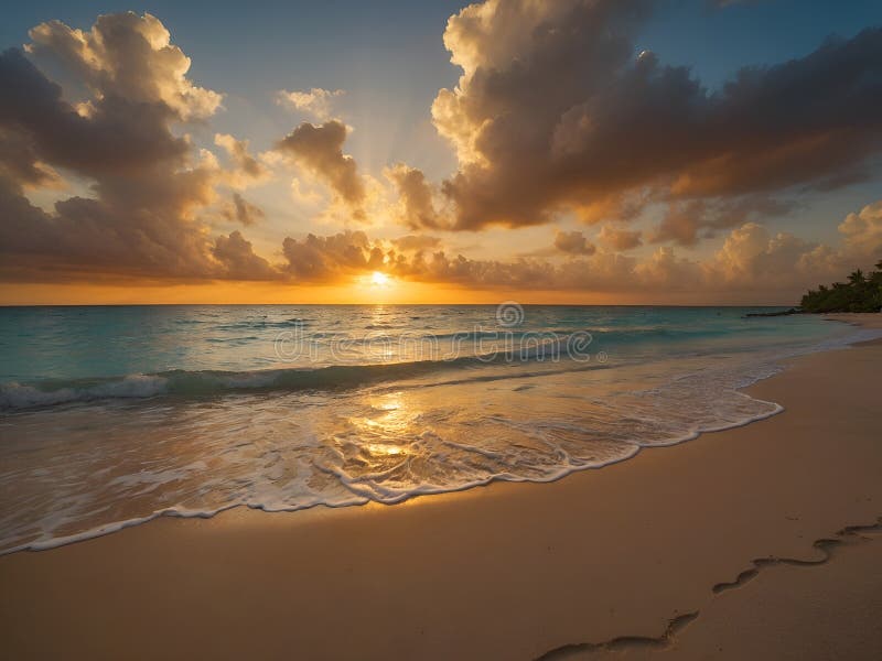 A Sunset Over a Beach with a Sunset in the Background Sunrise Beach ...