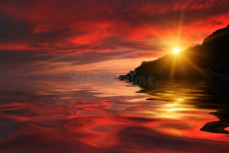 Sunset Over the Beach with a Colorful Sky. Stock Image - Image of ...