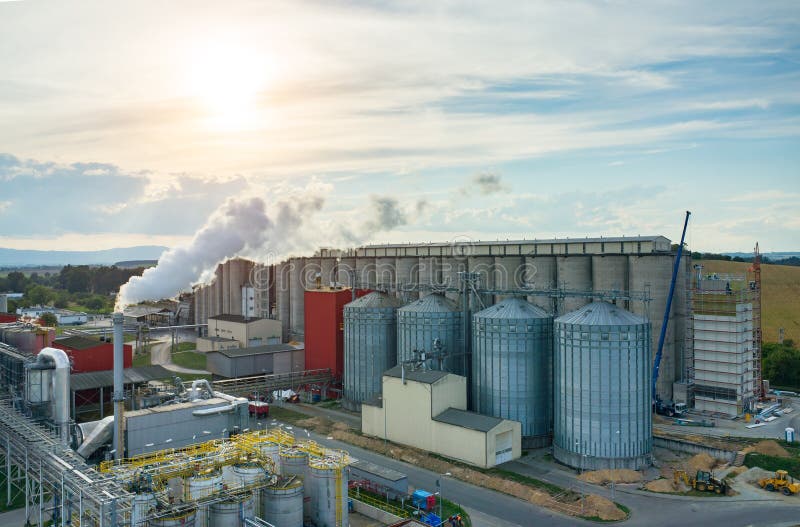 Sunset Over Biofuel Factory Stock Image - Image of factory, business ...