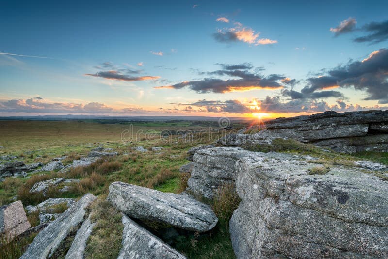 Red Sky over Bodmin Moor stock photo. Image of grassy - 50133318