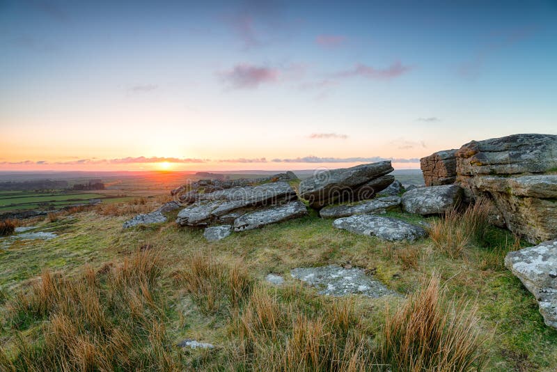 Red Sky over Bodmin Moor stock photo. Image of grassy - 50133318