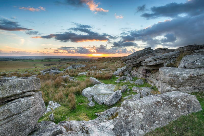 Sunset over Bodmin Moor stock photo. Image of pretty - 49474446