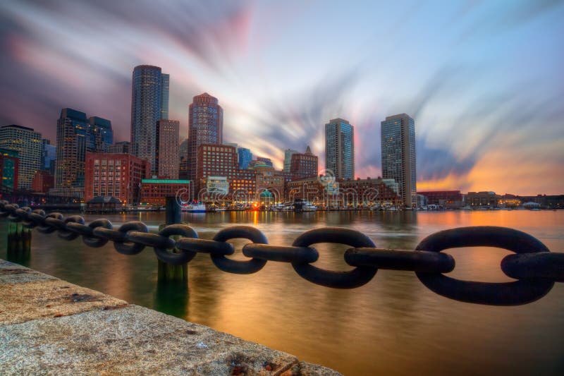 Sunset Over Boston stock image. Image of skyline, urban - 45569355