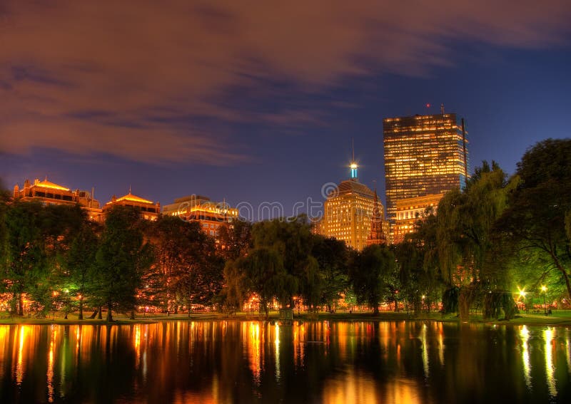 Sunset Over Boston S Copley Square Stock Image - Image of trees ...