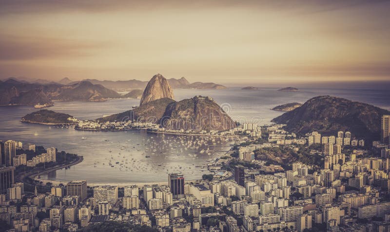 Sunset over Rio de Janeiro stock image. Image of brasil - 39005017
