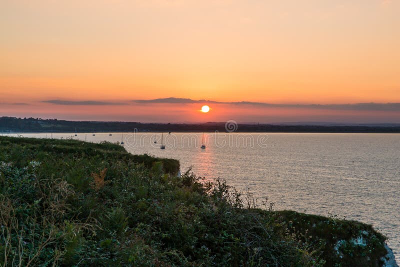 Sunset Over Bournemouth and Old Harry Rocks Wildlife Stock Photo ...