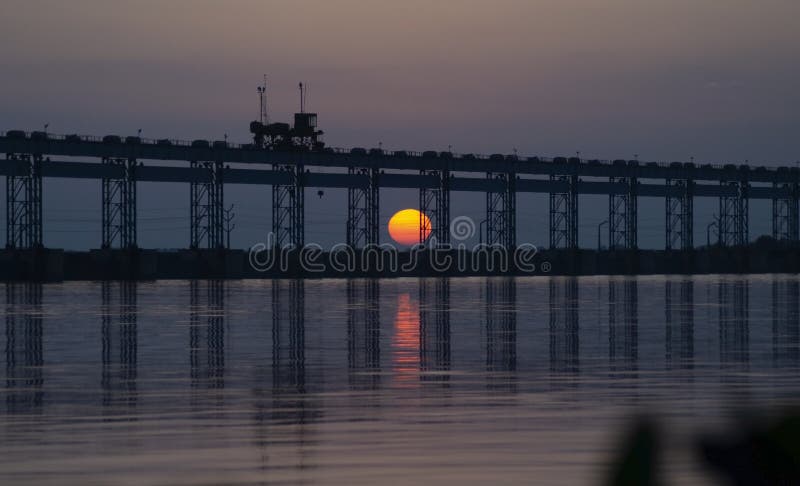 Sunset over a bridge stock image. Image of nepal, canal - 189303381