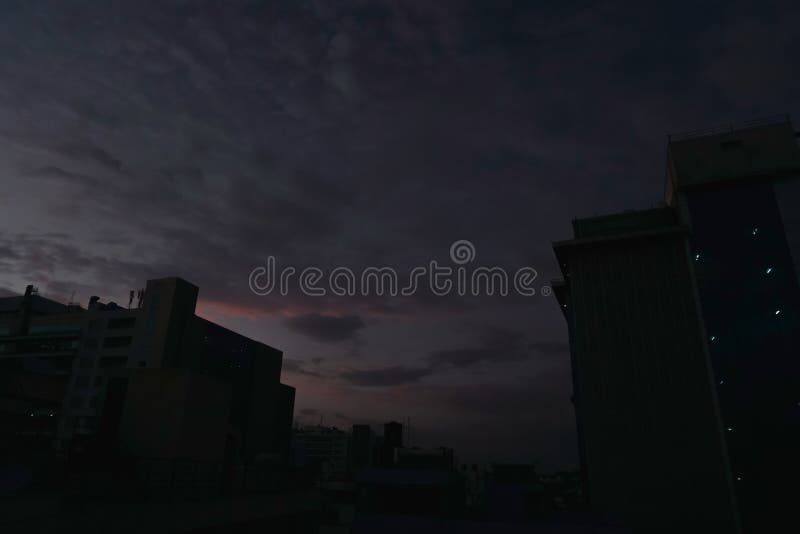 Sunset Over the Building of a City Stock Image - Image of building ...