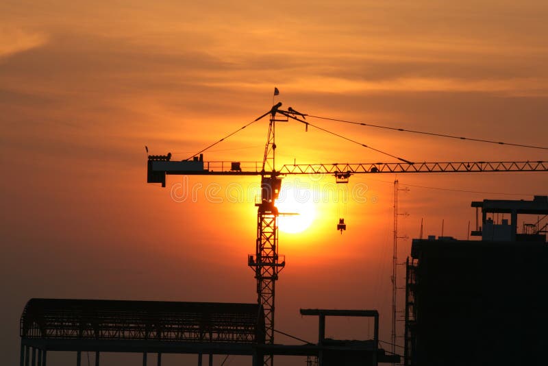 Construction on sunset stock image. Image of labor, protection - 12121795